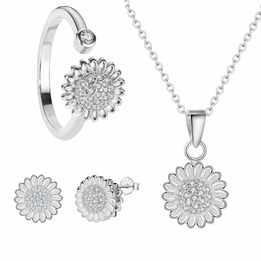 925 SS Silver Sunflower Spinner Complete Set – Worry Rings